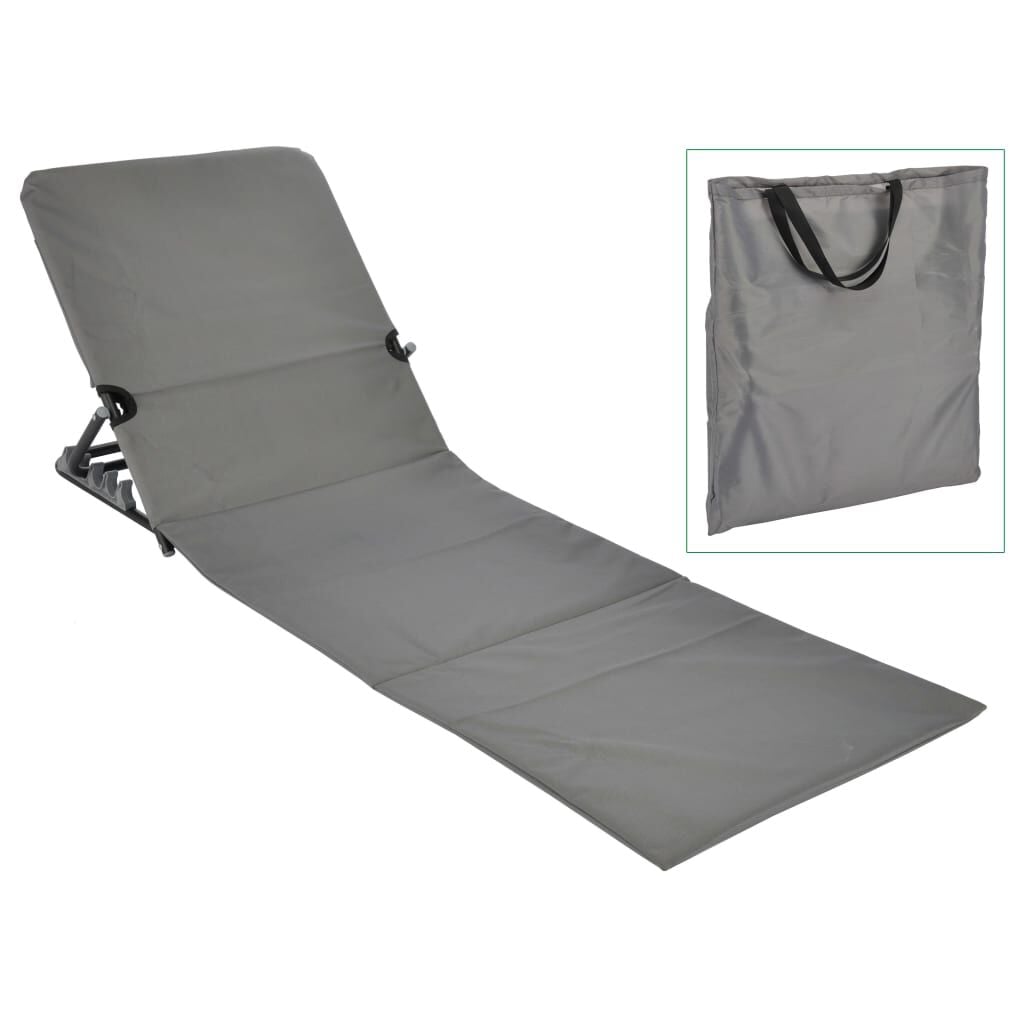 HI Sammenleggbar strandmatte med ryggstøtte PVC grå | vidaXL.no