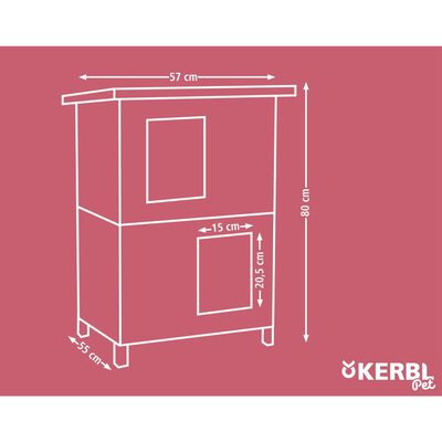 Kerbl Utendørs kattehus Family 57x55x80 cm grå og hvit | vidaXL.no
