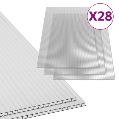 vidaXL Polykarbonatplater 28 stk 4 mm 121x60 cm | vidaXL.no
