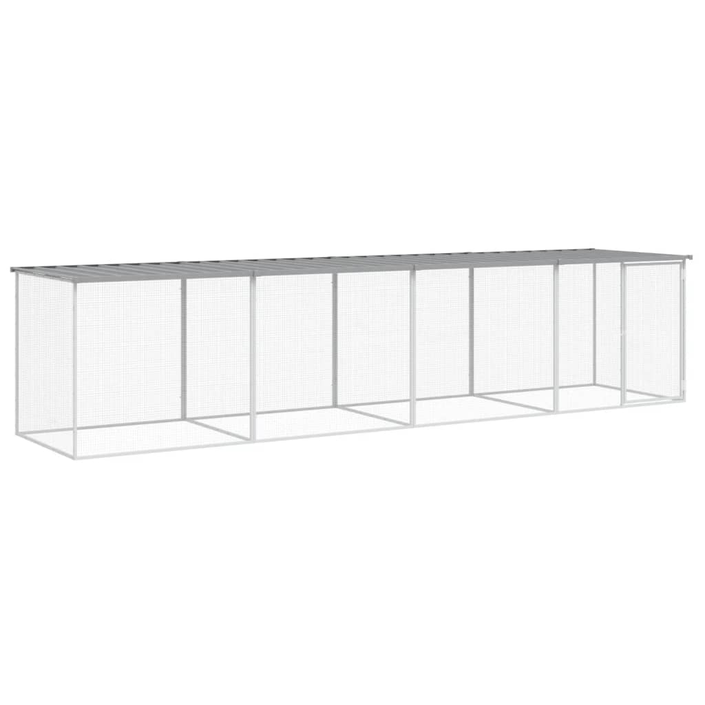 vidaXL Kyllingbur med tak lysegrå 403x98x90 cm galvanisert stål | vidaXL.no