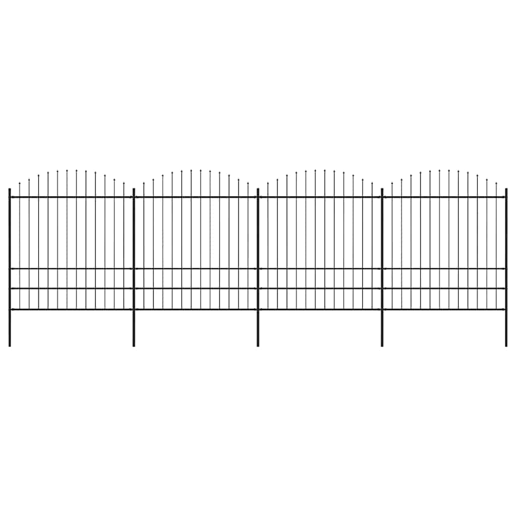 vidaXL Hagegjerde med spydtopp stål (1,75-2)x6,8 m svart | vidaXL.no