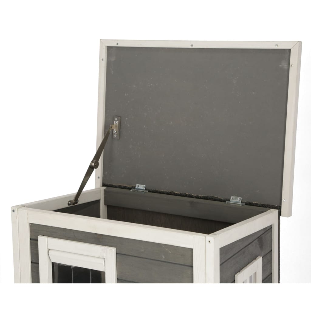 Kerbl Utendørs kattehus Family 57x55x80 cm grå og hvit | vidaXL.no