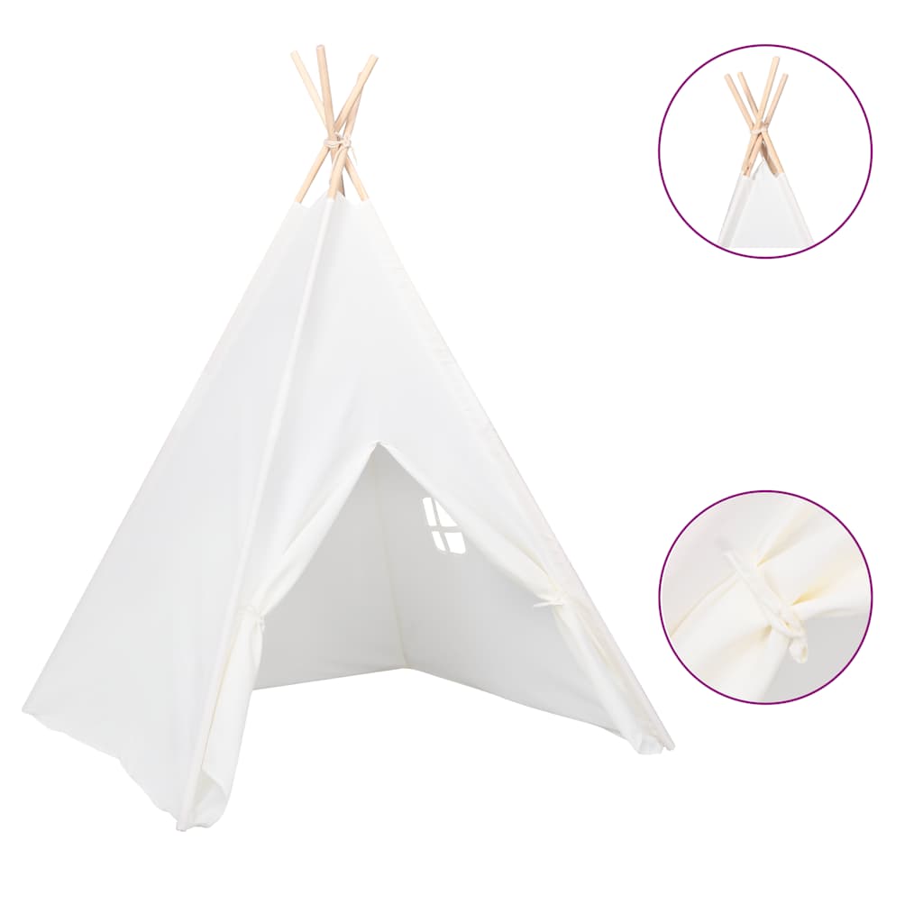 vidaXL Tipi-telt for barn med pose ferskenhud hvit 120x120x150 cm ...