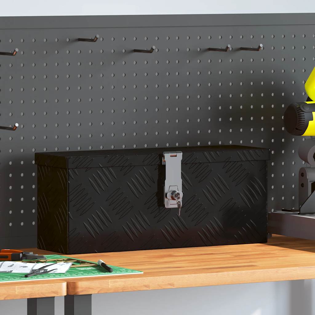 vidaXL Oppbevaringsboks svart 50x15x20,5 cm aluminium | vidaXL.no