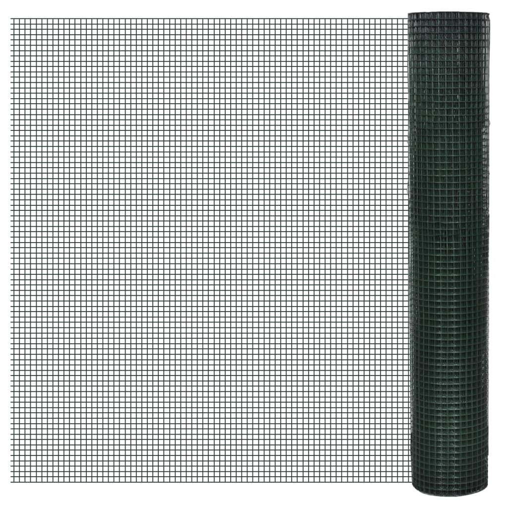 vidaXL Trådgjerde kylling galvanisert med PVC-belegg 10x1 m grønn ...