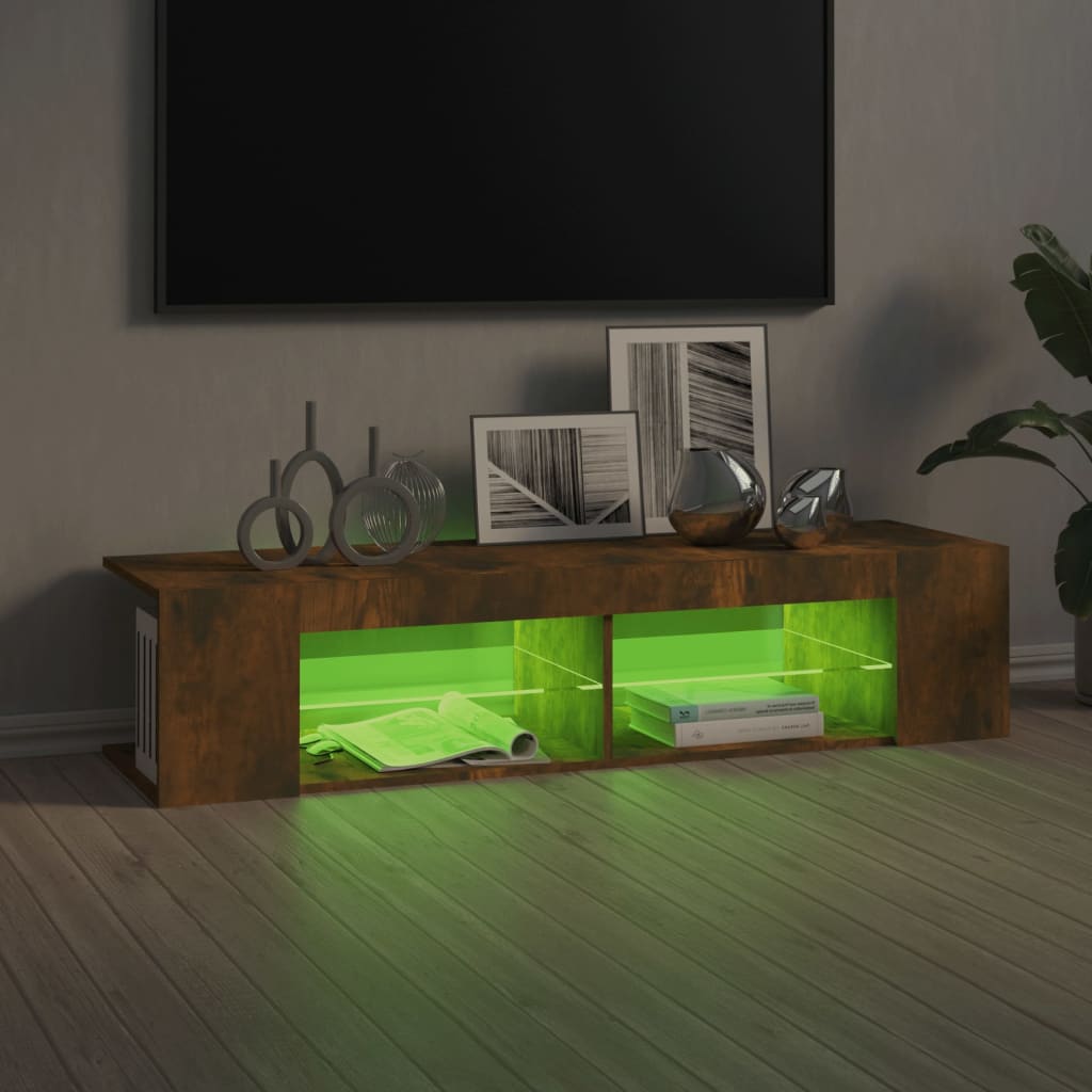 vidaXL TV-benk med LED-lys røkt eik 135x39x30 cm | vidaXL.no